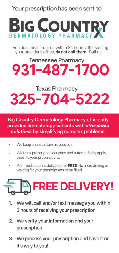 Tear Off Sheet - Big Country Dermatology Pharmacy